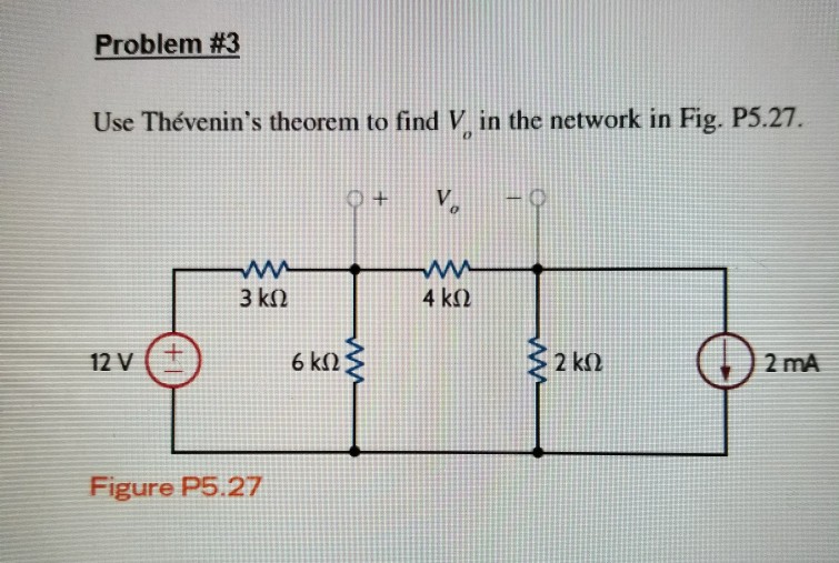 Solved Problem #3 Use Thévenin's theorem to find V, in the | Chegg.com