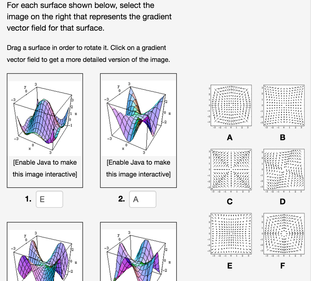 Solved For each surface shown below, select the image on the | Chegg.com