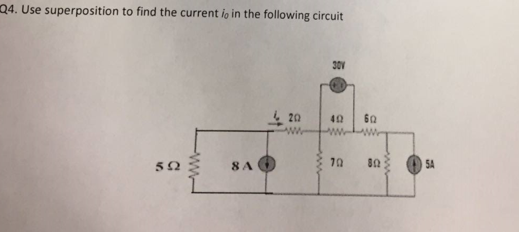 Solved Use superposition to find the current i_o in the | Chegg.com