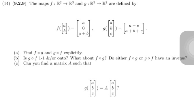Solved The maps f : R^2 rightarrow R^3 and g : R^3 | Chegg.com