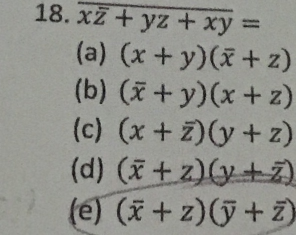 Solved {xz^bar + yz + xy}^bar = (x + y)(x^bar + z) (x^bar | Chegg.com