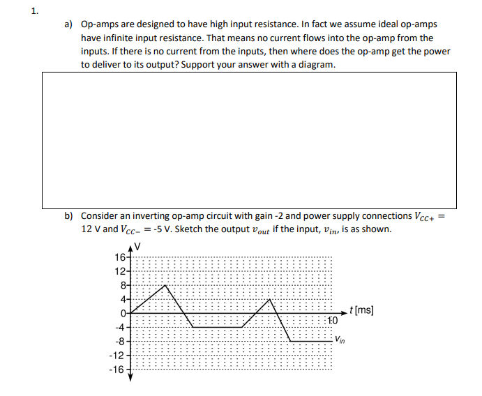 Solved 1. a) Op-amps are designed to have high input | Chegg.com