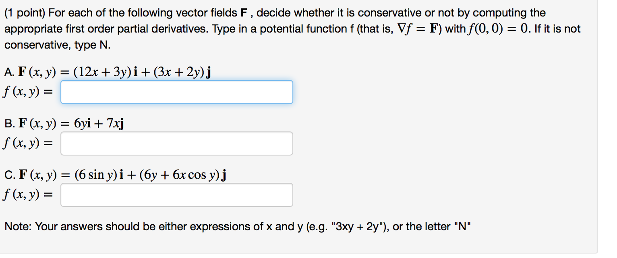 Solved For each of the following vector fields F, decide | Chegg.com