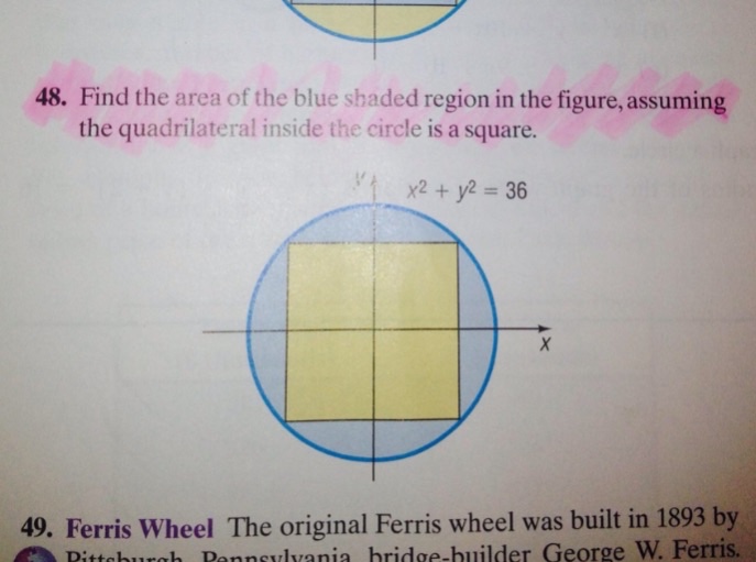 Solved 48. Find the area of the blue shaded region in the | Chegg.com