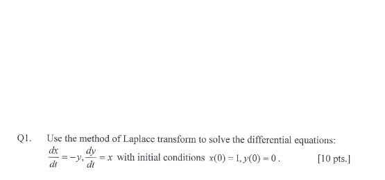 Solved Q1. Use the method of Laplace transform to solve the | Chegg.com