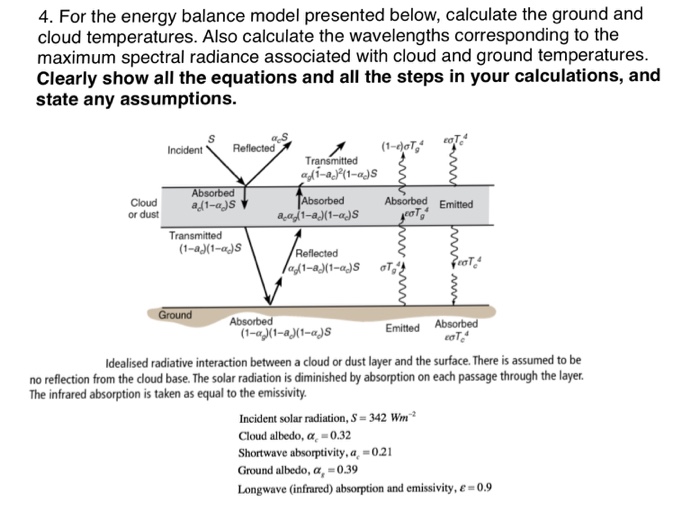 Solved 4. For the energy balance model presented below, | Chegg.com