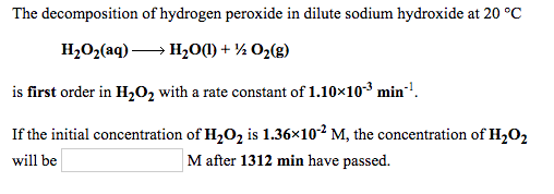 Solved The of hydrogen peroxide in dilute sodium hydroxide | Chegg.com