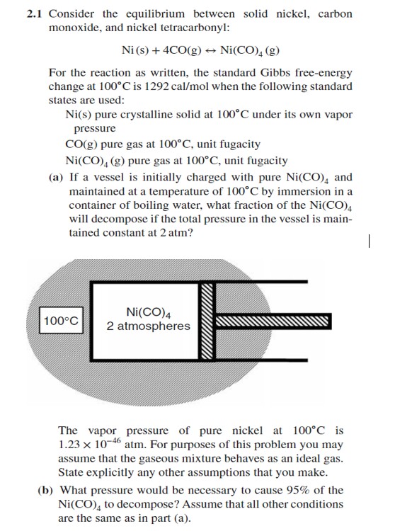 Solved 2.1 Consider the equilibrium between solid nickel | Chegg.com