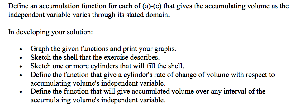 Define an accumulation function for each of (a)-(e) | Chegg.com