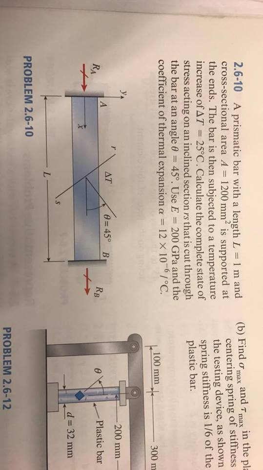 Solved A prismatic bar with a length L=1m and | Chegg.com