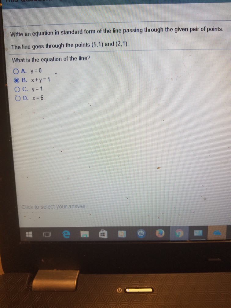 Solved Write an equation in standard form of the line | Chegg.com