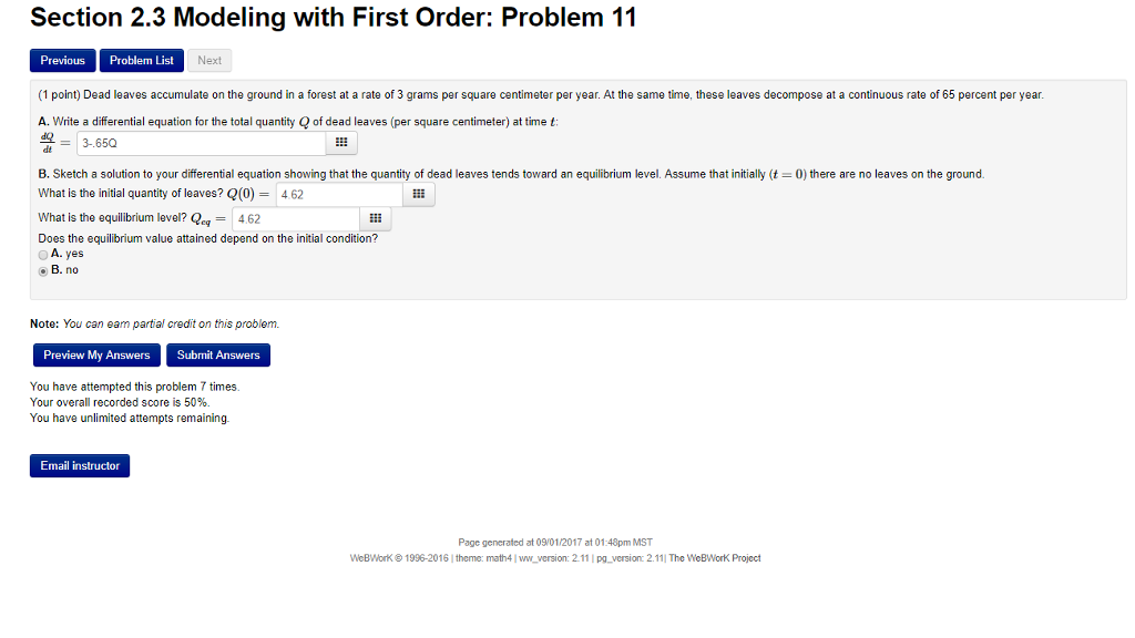 Solved Section 2 3 Modeling With First Order Problem 11