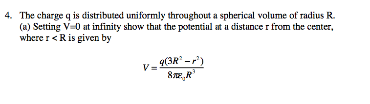 Solved The charge q is distributed uniformly throughout a | Chegg.com