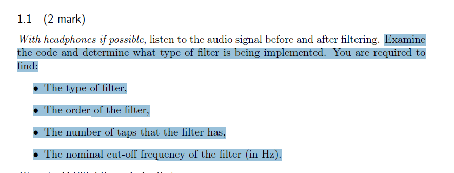 Solved 1.1 (2 mark) With headphones if possible, listen to | Chegg.com
