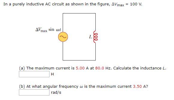 Solved In a purely inductive AC circuit as shown in the | Chegg.com