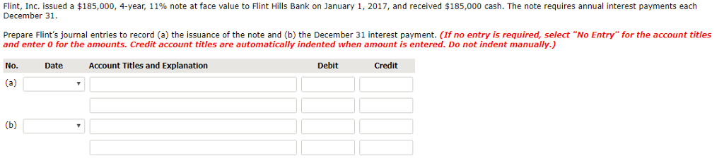 Solved Flint, Inc. issued a $185,000, 4-year, 11% note at | Chegg.com