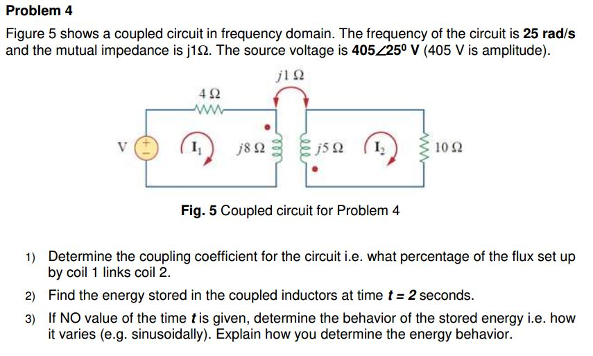 Solved Figure 5 shows a coupled circuit in frequency domain. | Chegg.com