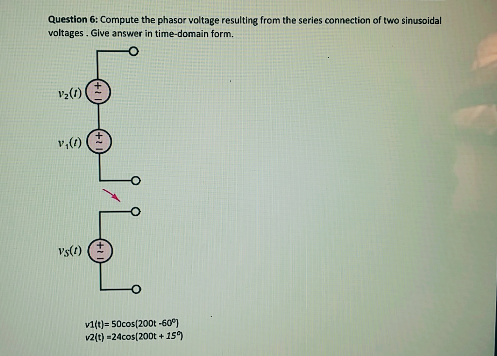 Solved Compute the phasor voltage resulting from the series | Chegg.com