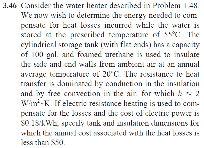 Solved Consider the water heater described in Problem 1.48. | Chegg.com