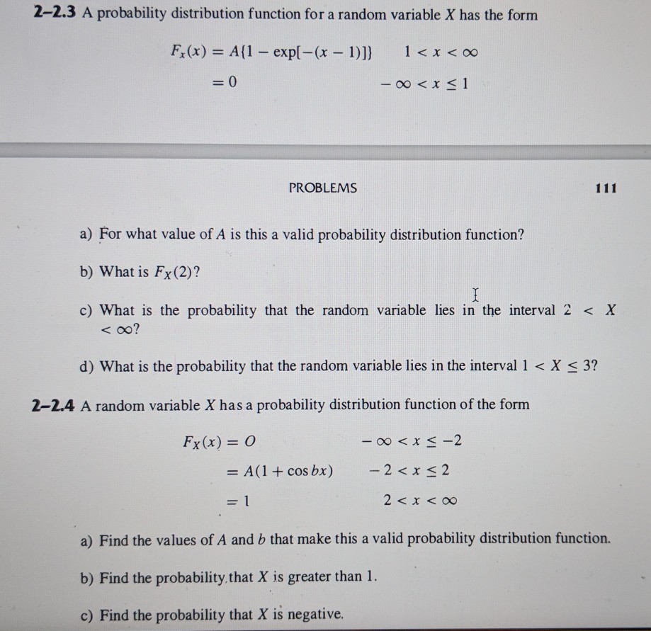 Solved 2-2.3 A probability distribution function for a | Chegg.com