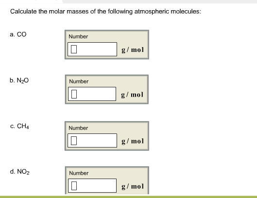 Solved Calculate the molar masses of the following | Chegg.com
