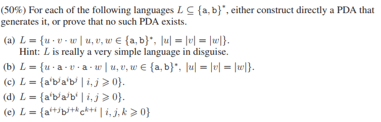 Solved In this assignment, "construct directly a PDA" means | Chegg.com