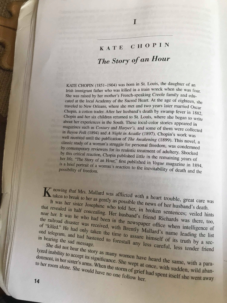 KATE CHOPIN The Story of an Hour KATE CHOPIN | Chegg.com