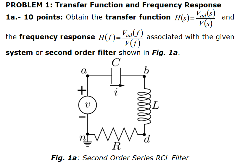 Solved Problem 1 Transfer Function And Frequency Response 