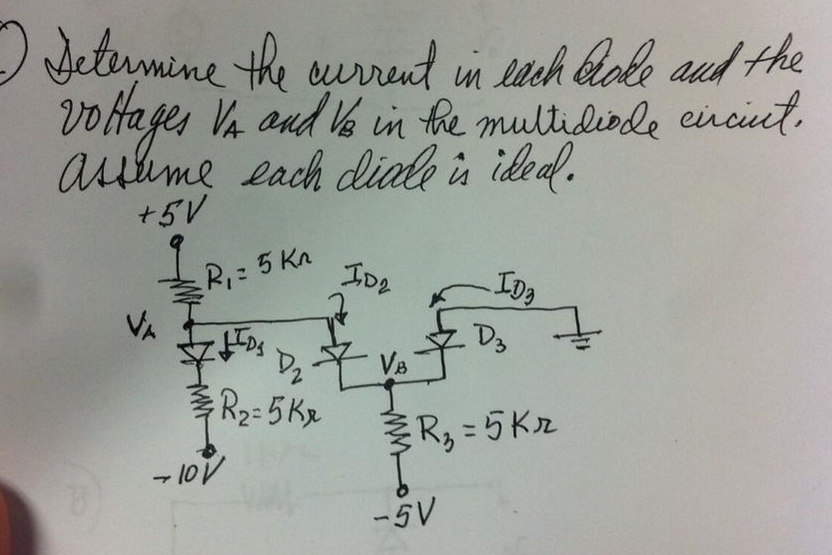 Solved Determine The Current In Each Diode And The Voltages