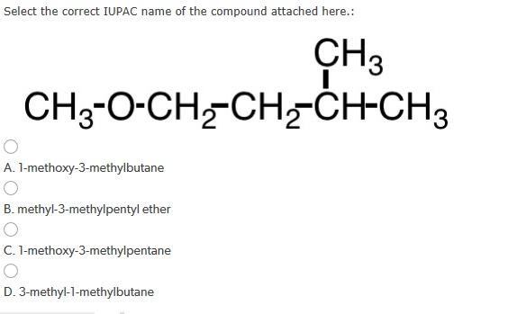 Solved Select the correct IUPAC name of the compound | Chegg.com