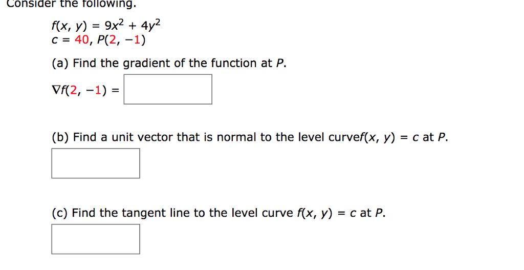 Solved Consider the following rx, y) = 9x2 + 4y2 C 40, | Chegg.com