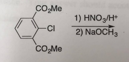 Solved CO2Me Cl CO2Me 1) HNO3/H+ 2) NaOCH3 | Chegg.com