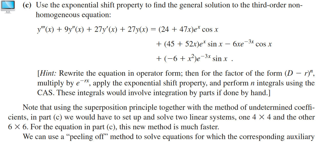 Use the exponential shift property to find the | Chegg.com