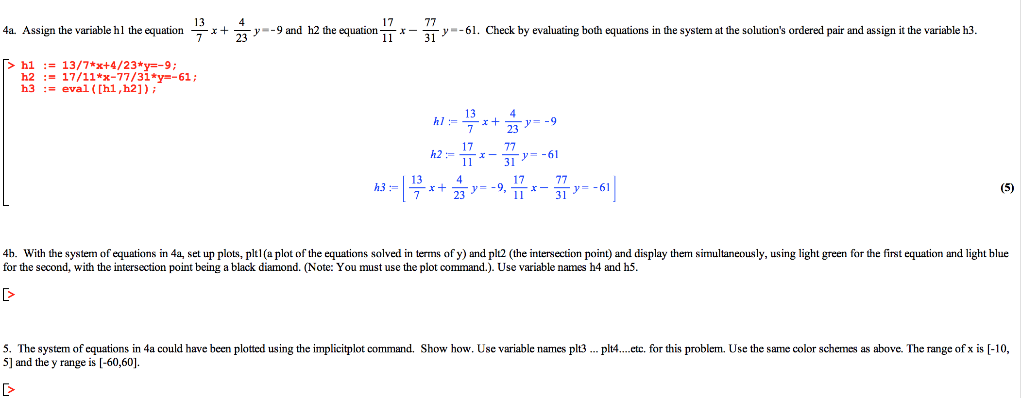 By maple commands . | Chegg.com