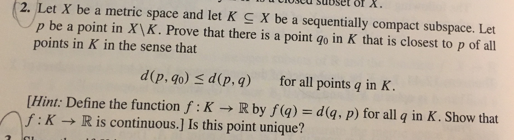 Solved u cioSeu Subset of X. 2. Let X be a metric space and | Chegg.com