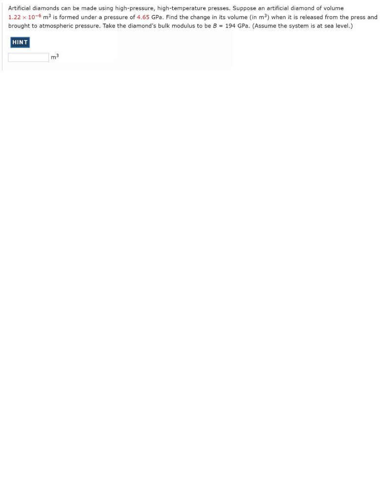 Solved Artificial diamonds can be made using high-pressure, | Chegg.com