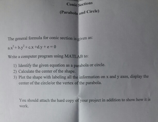 Solved The general formula for conic section is given as: | Chegg.com