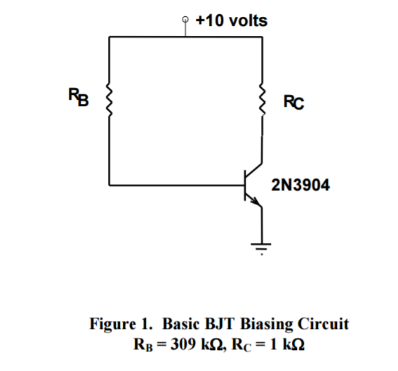 Solved +10 volts RC 2N3904 Figure 1. Basic BJT Biasing | Chegg.com