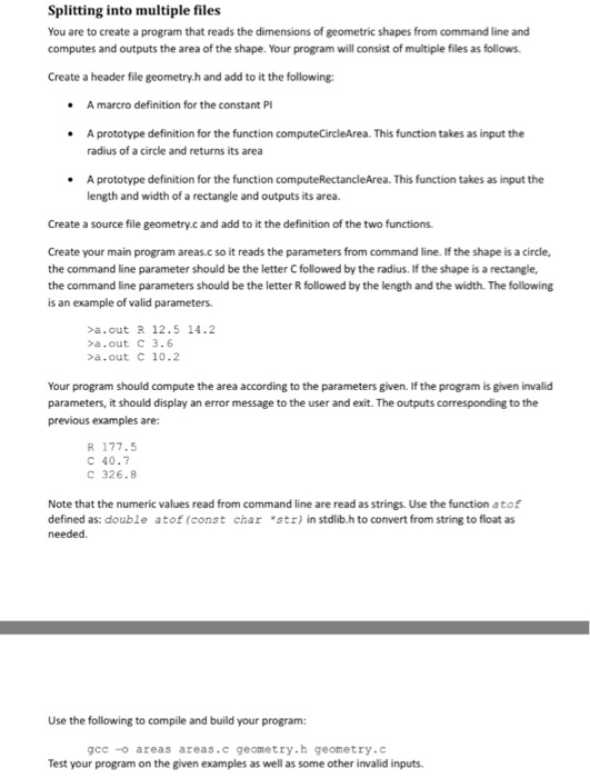 Solved Splitting Into Multiple Files You Are To Create A
