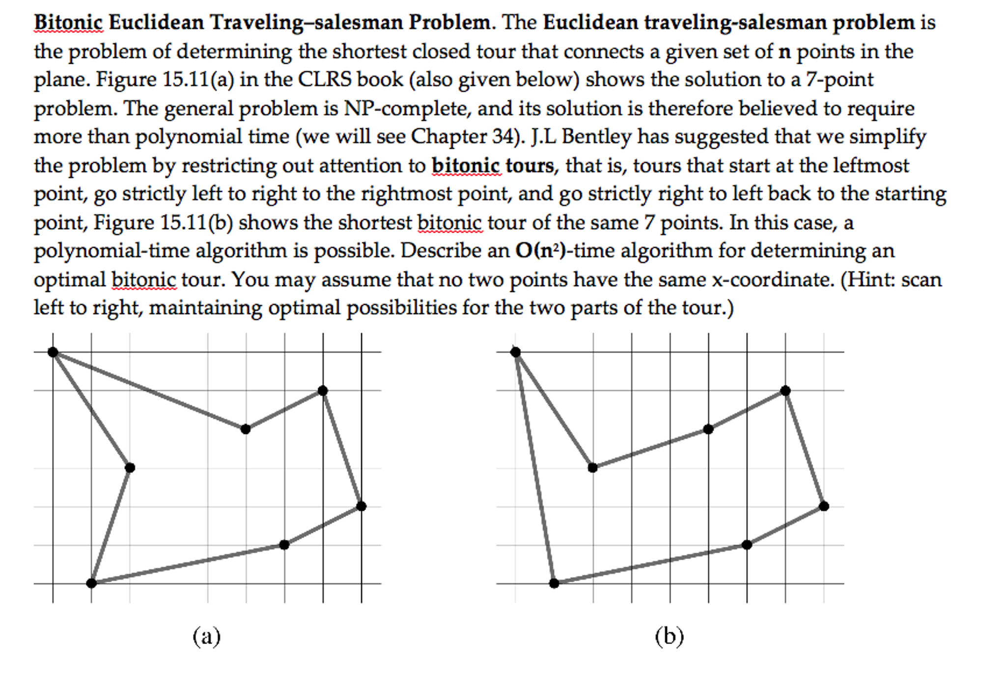 Bitonic Euclidean Traveling Salesman Problem The
