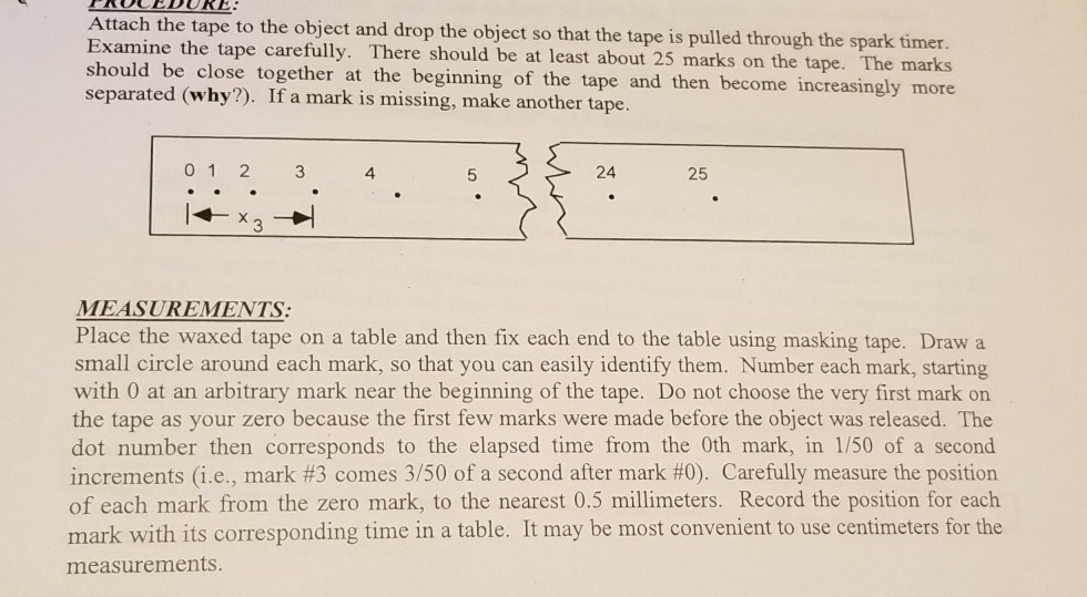 Solved FRUeBDOURE Attach the tape to the object and drop the | Chegg.com