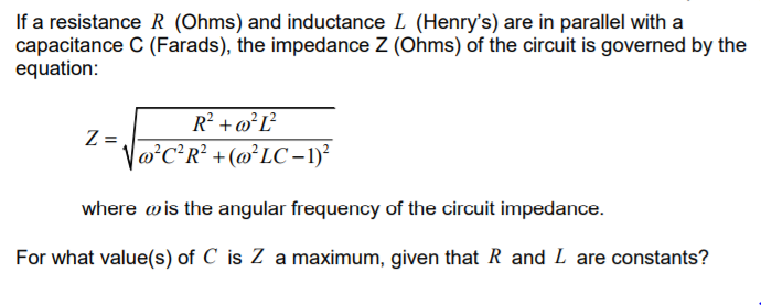 Solved If a resistance R (Ohms) and inductance L (Henry's) | Chegg.com