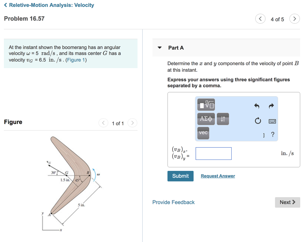 Solved Relative-Motion Analysis: Velocity 1 of 5 > Learning | Chegg.com