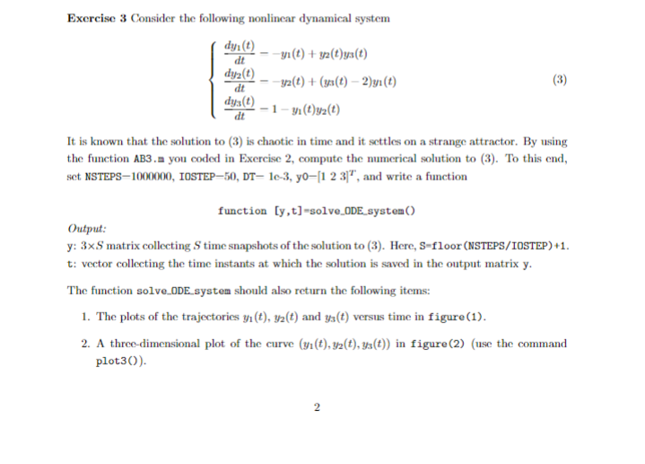 Exercise 1 Write a Matlab function that implements | Chegg.com