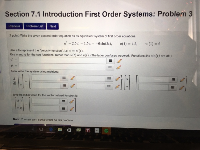 Solved Write the given second order equation as its | Chegg.com