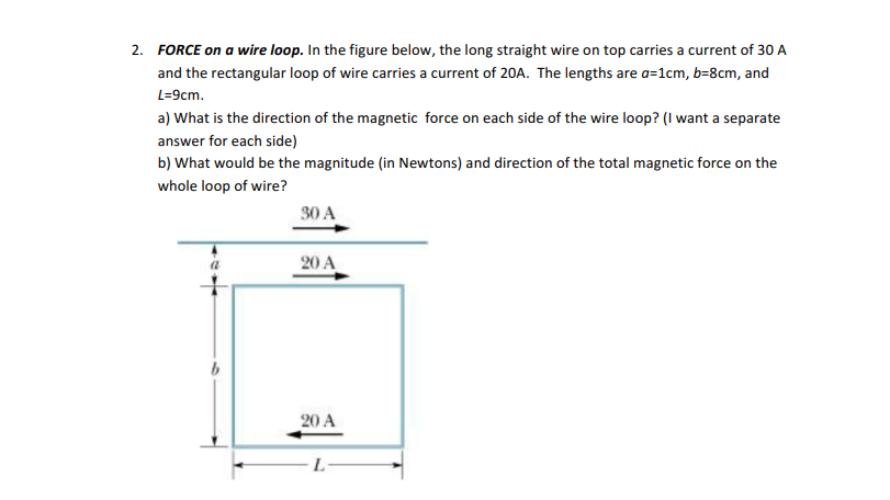 Solved FORCE on a wire loop. In the figure below, the long | Chegg.com