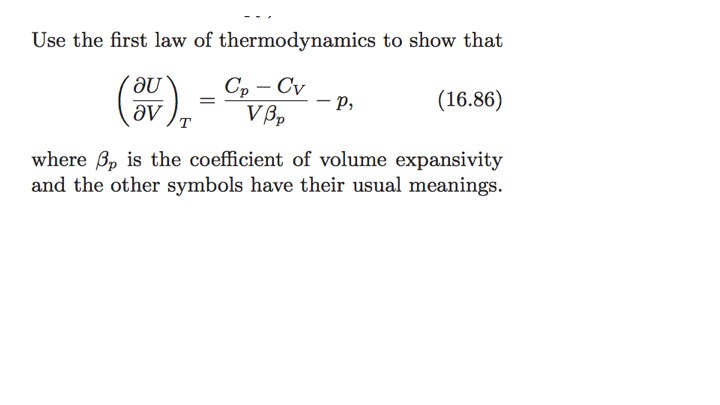 Solved Use the first law of thermodynamics to show that Cp - | Chegg.com
