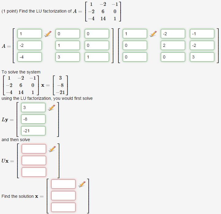Solved Elementary Matrices To solve the system using the LU | Chegg.com