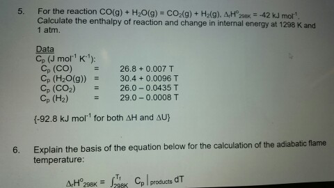 Solved For the reaction Co(g) + H_2 O(g) = CO_2 (g) + H_2 | Chegg.com