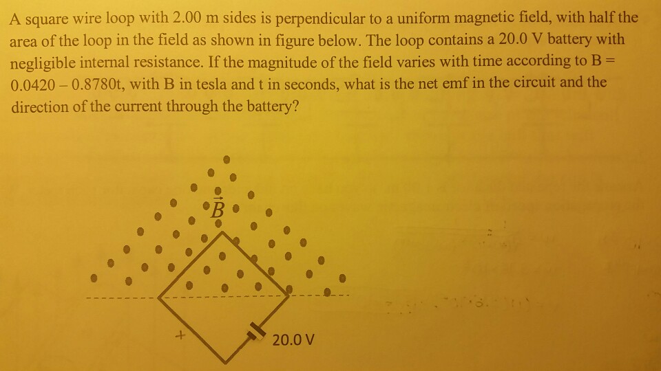 Solved A square wire loop with 2.00 m sides is perpendicular | Chegg.com